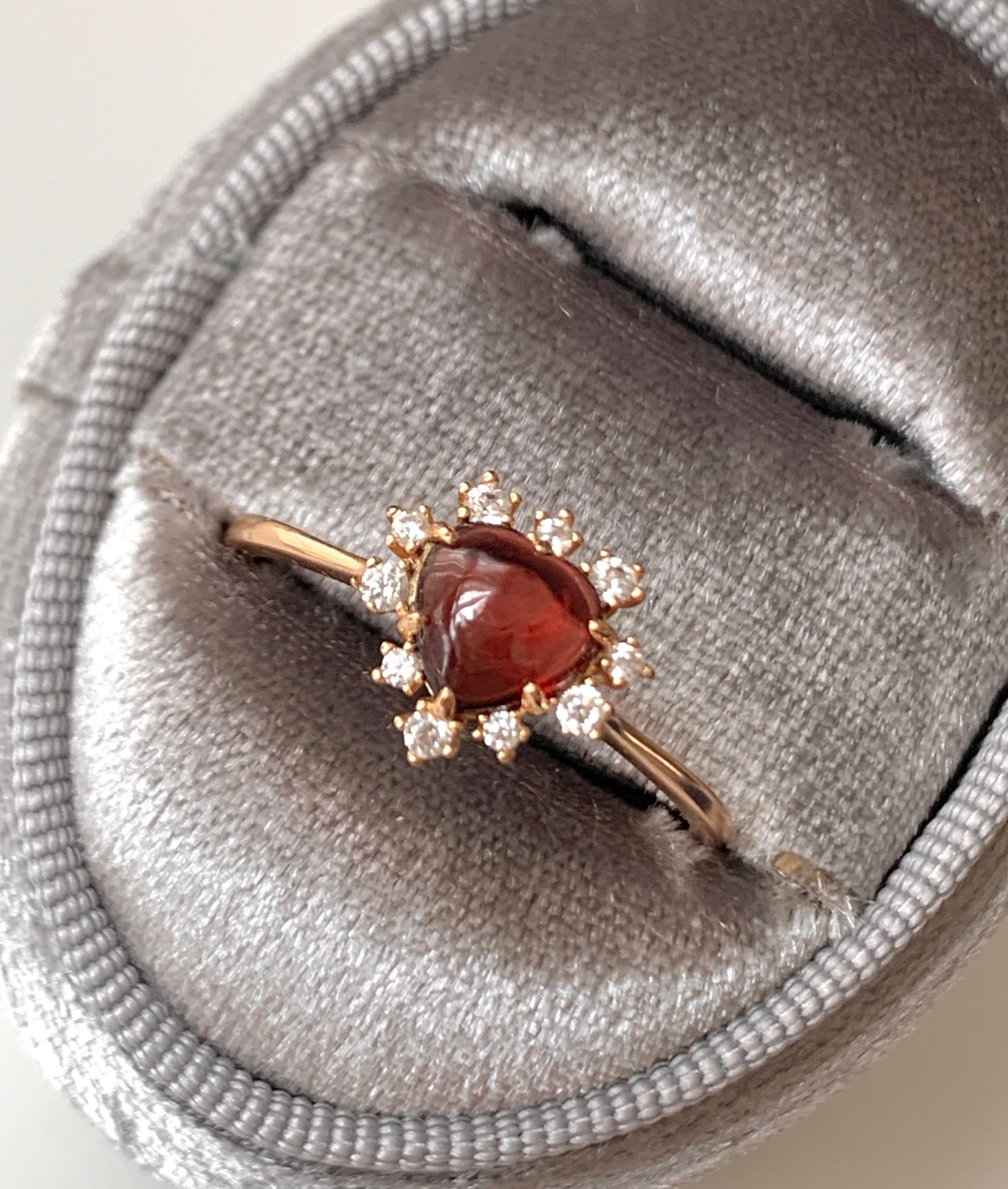 Love Dream Vintage Style Heart Shape Garnet Dainty Ring 925 - Etsy