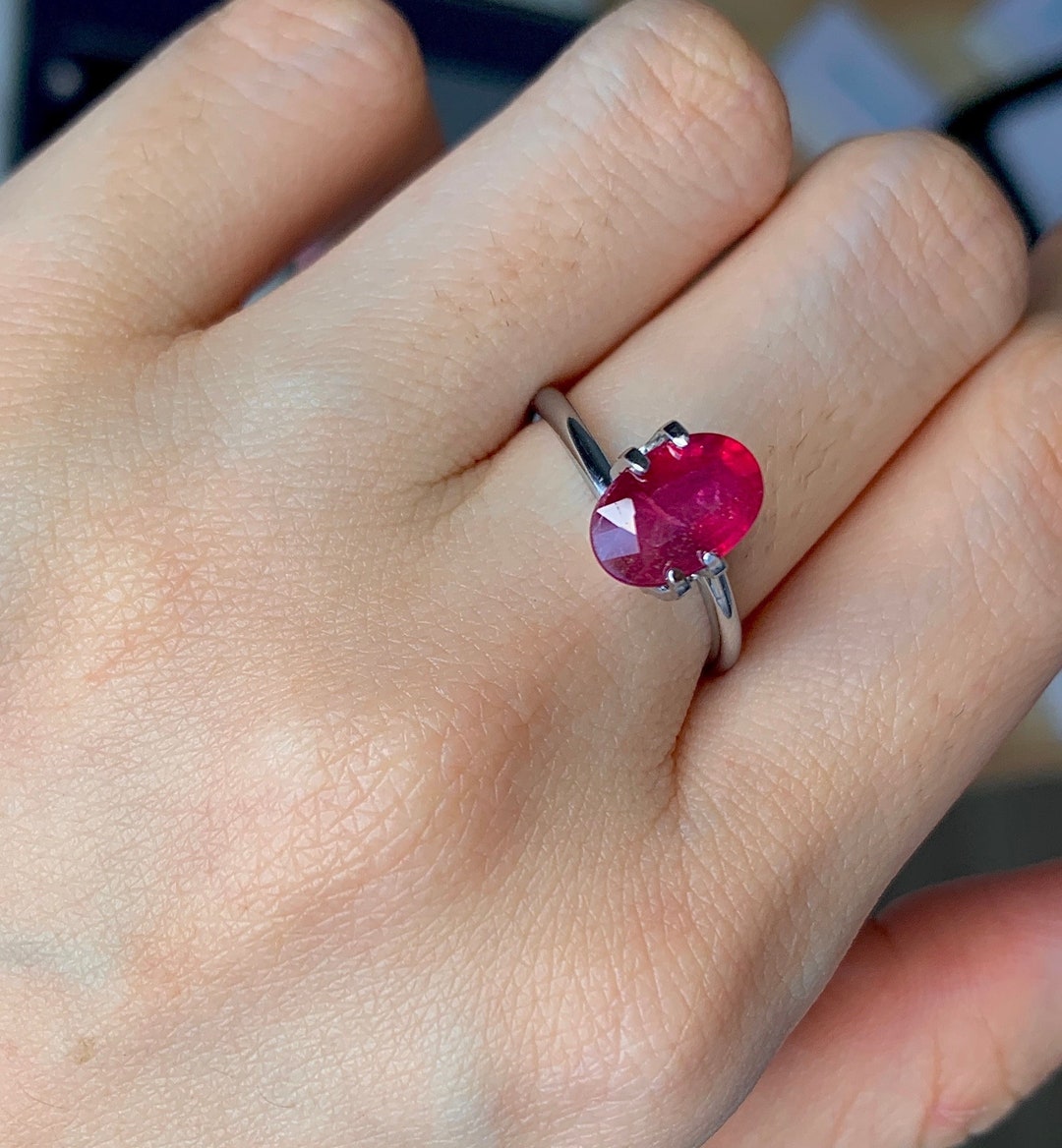 2.04 CT Unheated Ruby - GIA Certified Ruby 9.32x6.45x3.77mm - Elongated Oval Cut - Ruby Jewelry ...