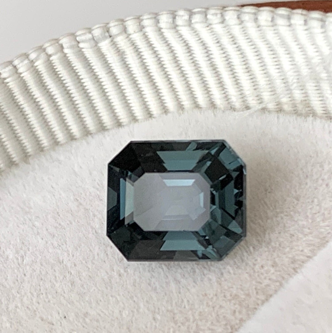 Natural Spinel Metallic Dark Teal Spinel Emerald Cut 1.93 Ct 6.6x7.8x4 ...