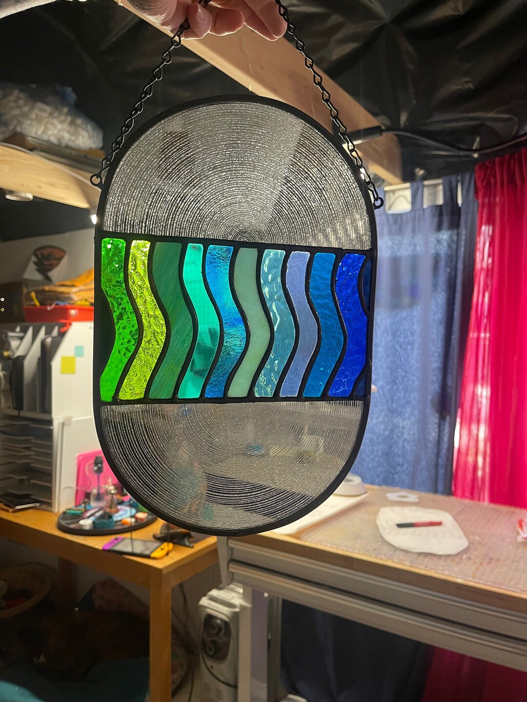 Trippy Pill Stained Glass Notyourmomshouse Blues Green - Etsy