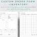Custom Order Form, Inventory Invoice Form, Instant Download, Business ...