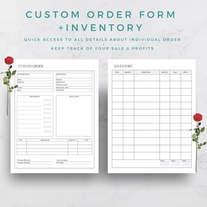 Custom Order Form, Inventory Invoice Form, Instant Download, Business ...