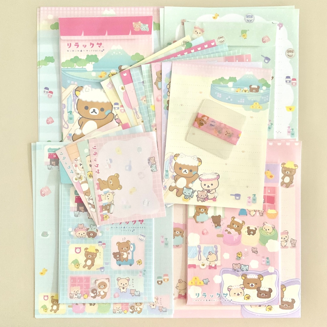 San-x Oct 2023 Rilakkuma neko Neko No Yu cat Cat Place Letter Set, Memo ...