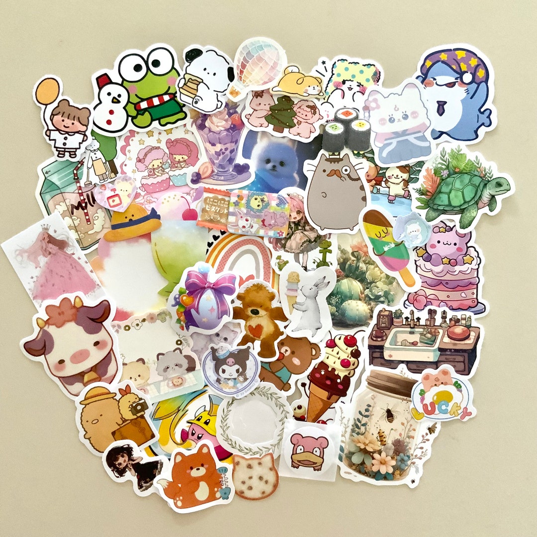 Cute Kawaii (random) Sticker Flakes Grab Bags. X30 X40 X50 X60 X70 X80 ...