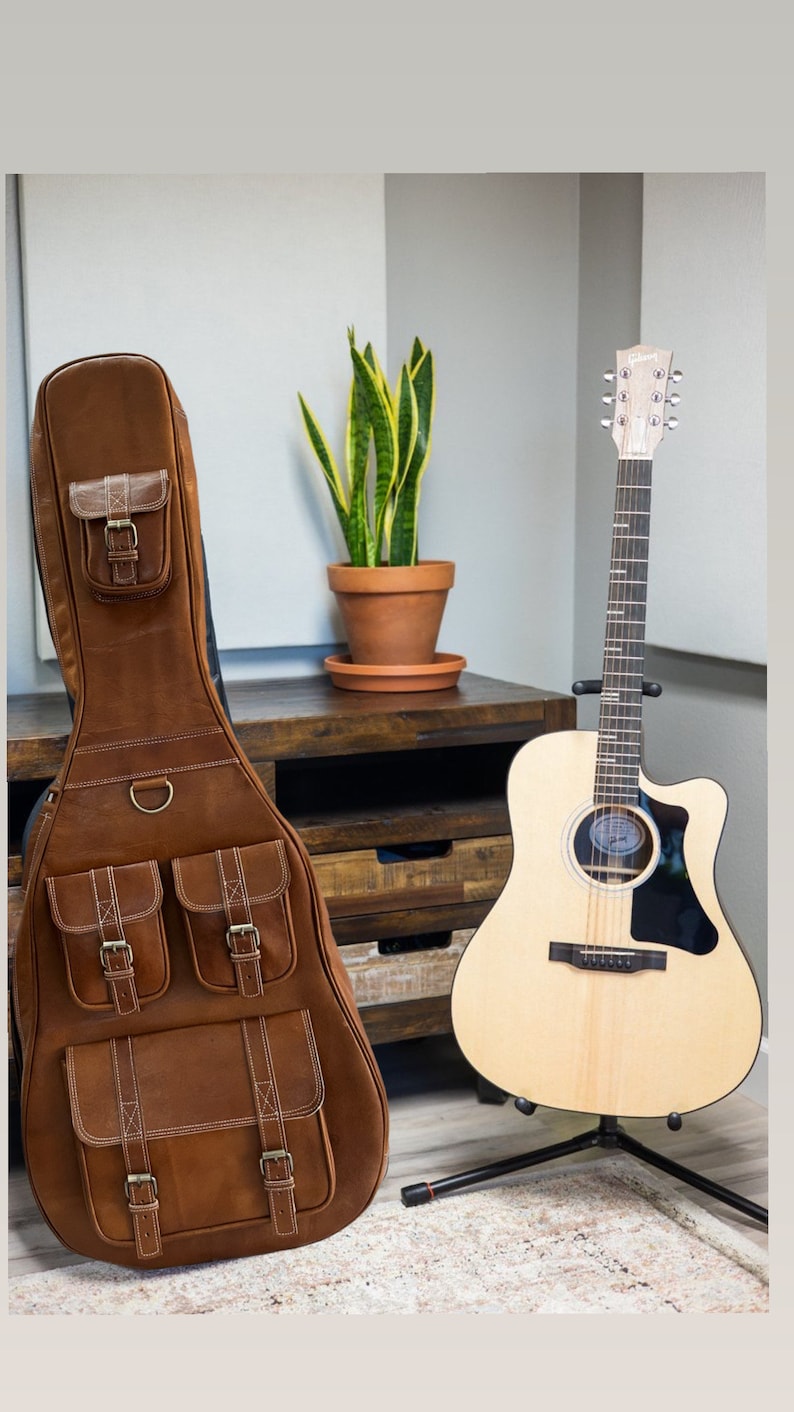 Handmade Leather Guitar Case: Acoustic/folk Guitar Bag, Personalized ...