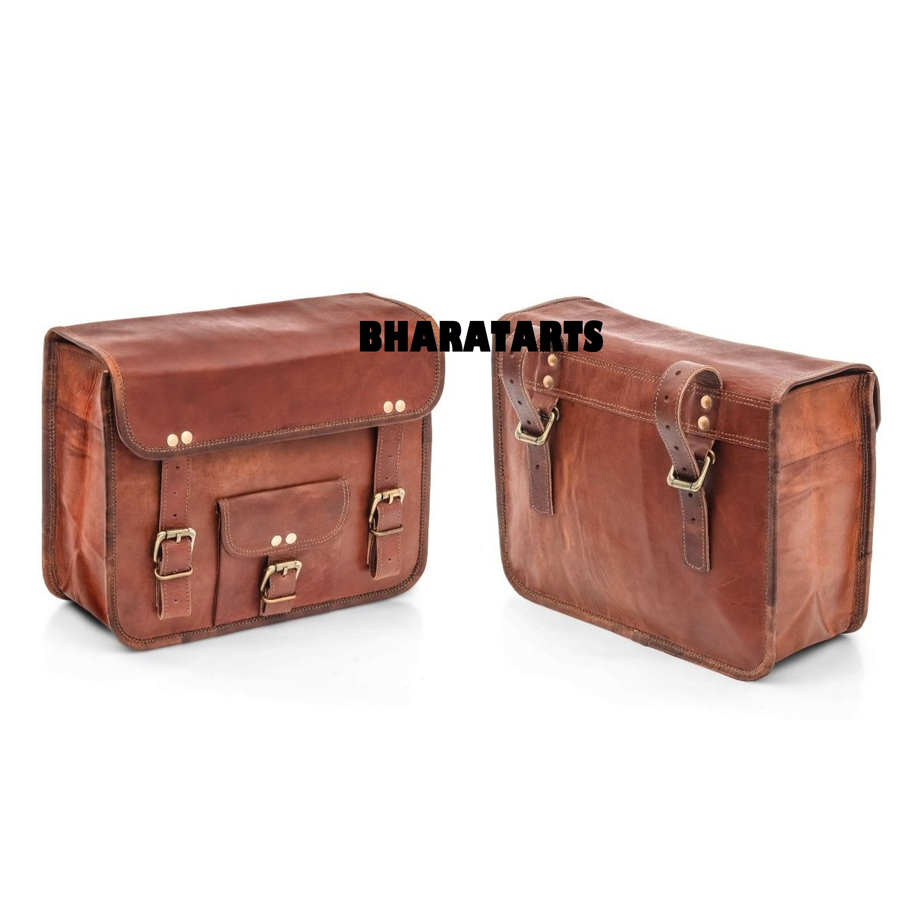 Leather Side Pouch Motorcycle Bag Saddlebags Handlebar Sissy | Etsy