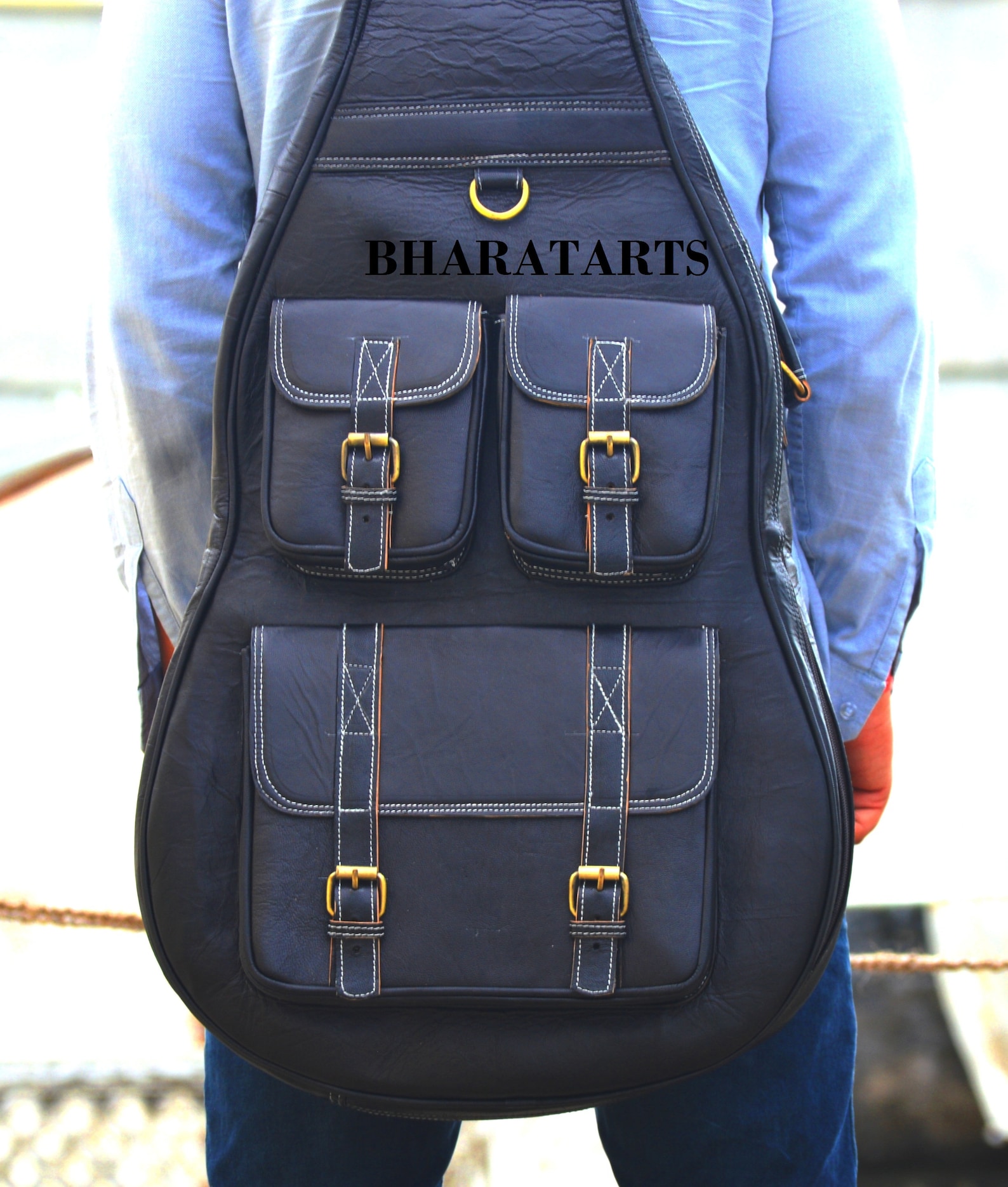 Leather Guitar Case Soft Case Guitar Bag Black Leather Case | Etsy