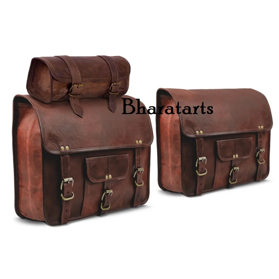 Leather Saddlebags Leather Motorcycle Pouch Brown Three Bags - Etsy