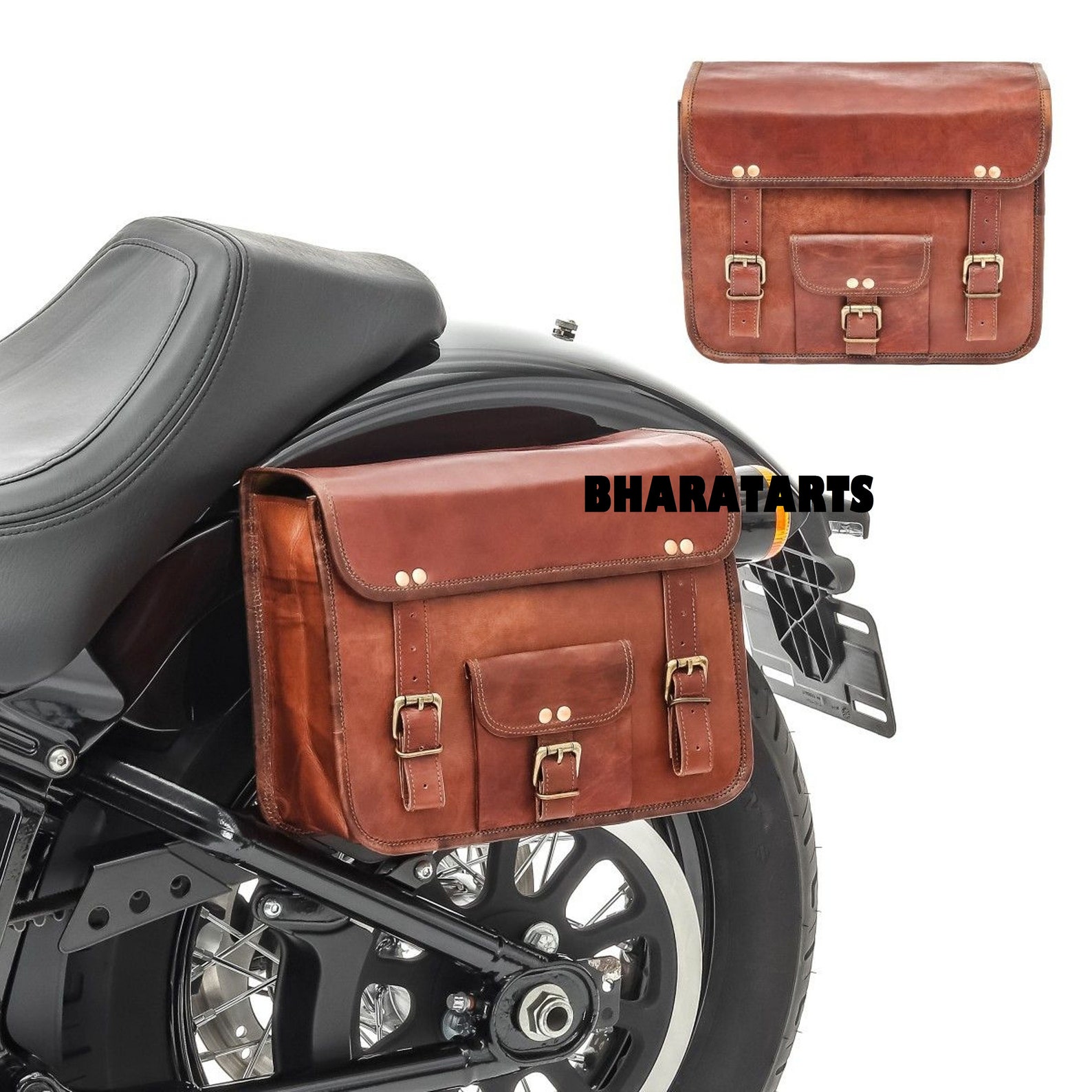 Leather Side Pouch Motorcycle Bag Saddlebags Handlebar Sissy | Etsy