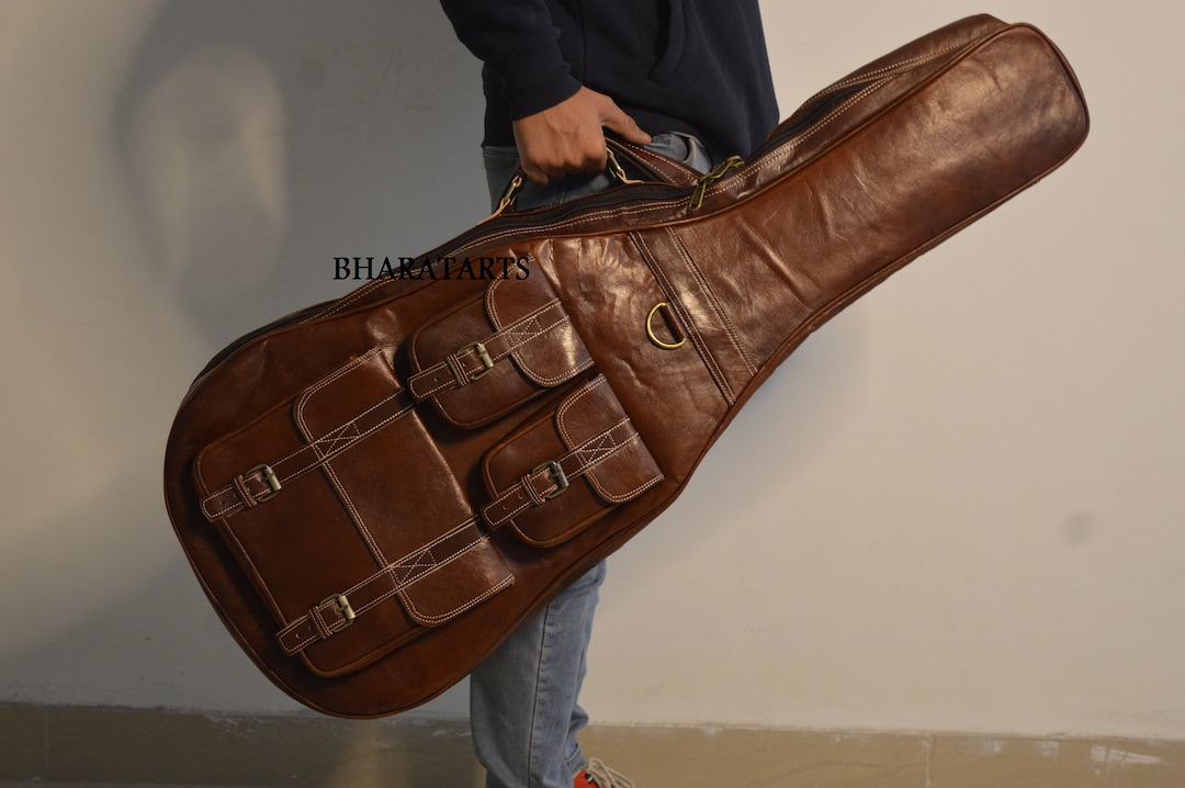 Handmade Leather Guitar Case: Acoustic/folk Guitar Bag, Personalized ...