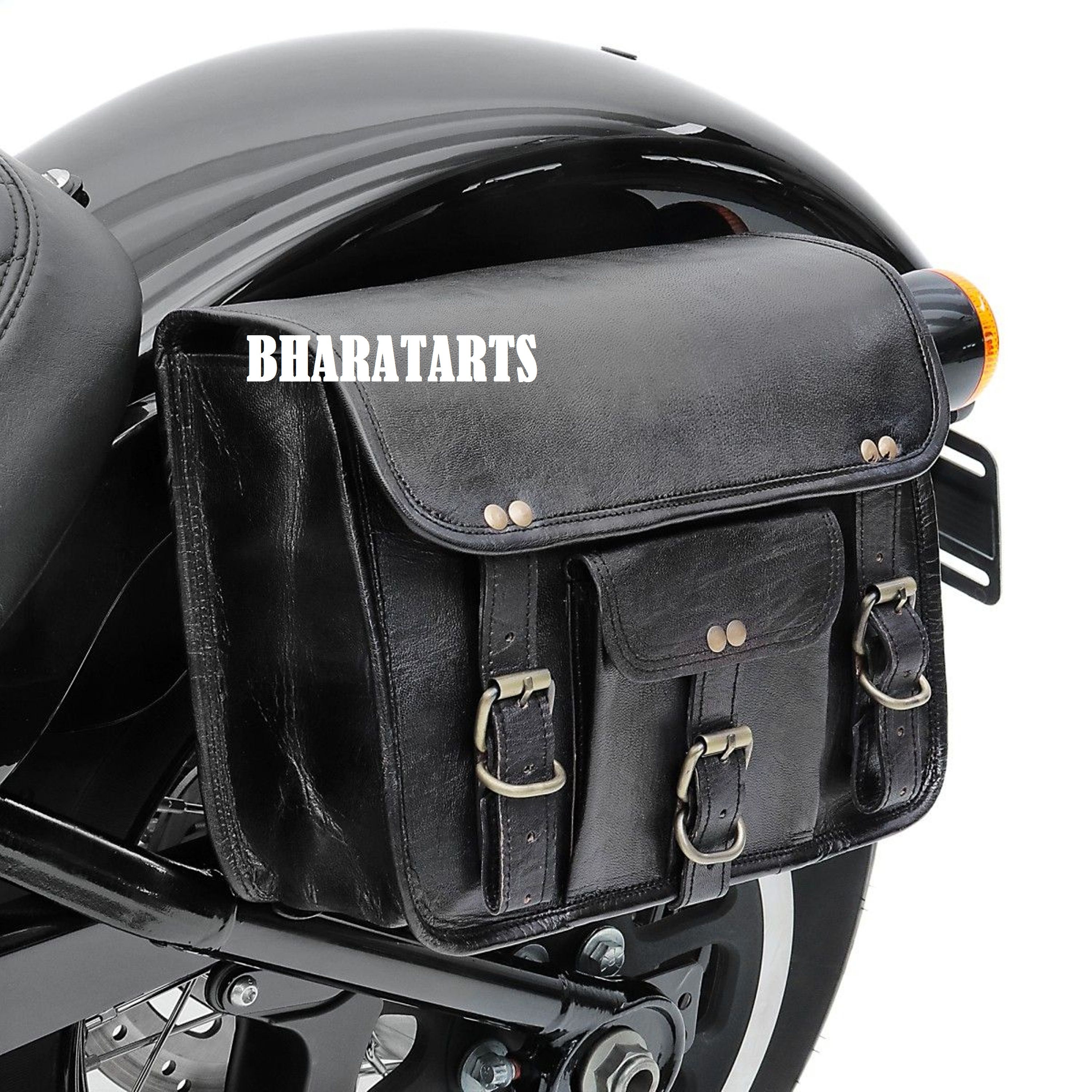 Leather Side Pouch Motorcycle Bag Saddlebags Handlebar Sissy | Etsy