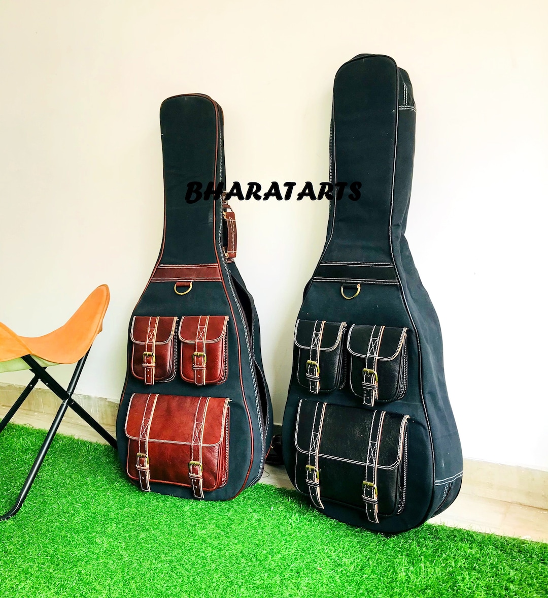 Personalized Canvas & Leather Guitar Bag: 42-inch Acoustic Guitar Case ...