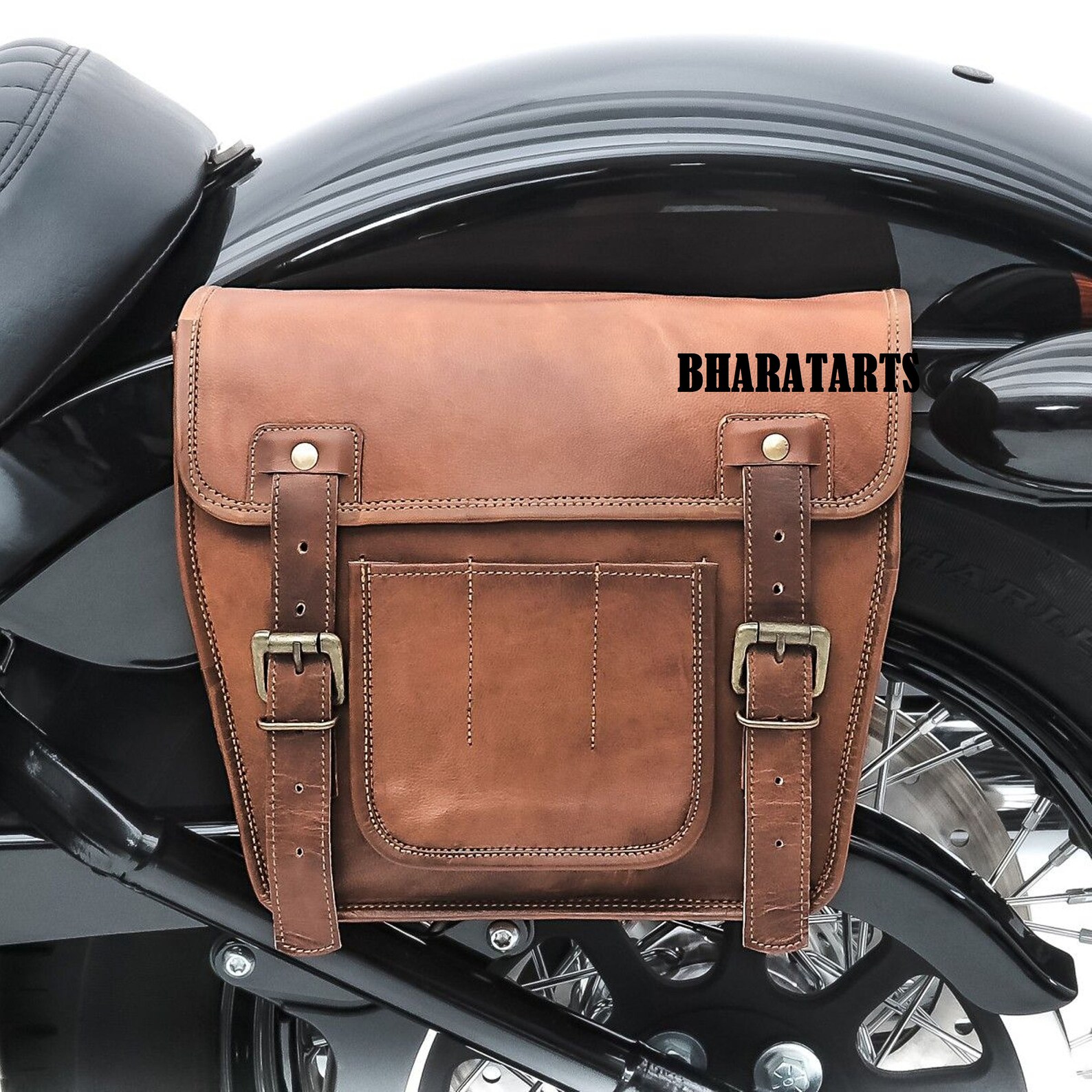 Leather Motorcycle Bike Bag Set of 2 Saddle Panniers Side - Etsy