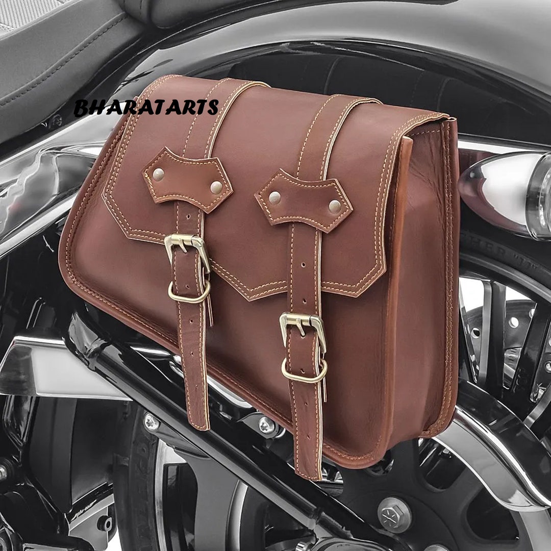 Leather Motorcycle Bag, Right Left Side Saddle Bags, Brown Leather ...