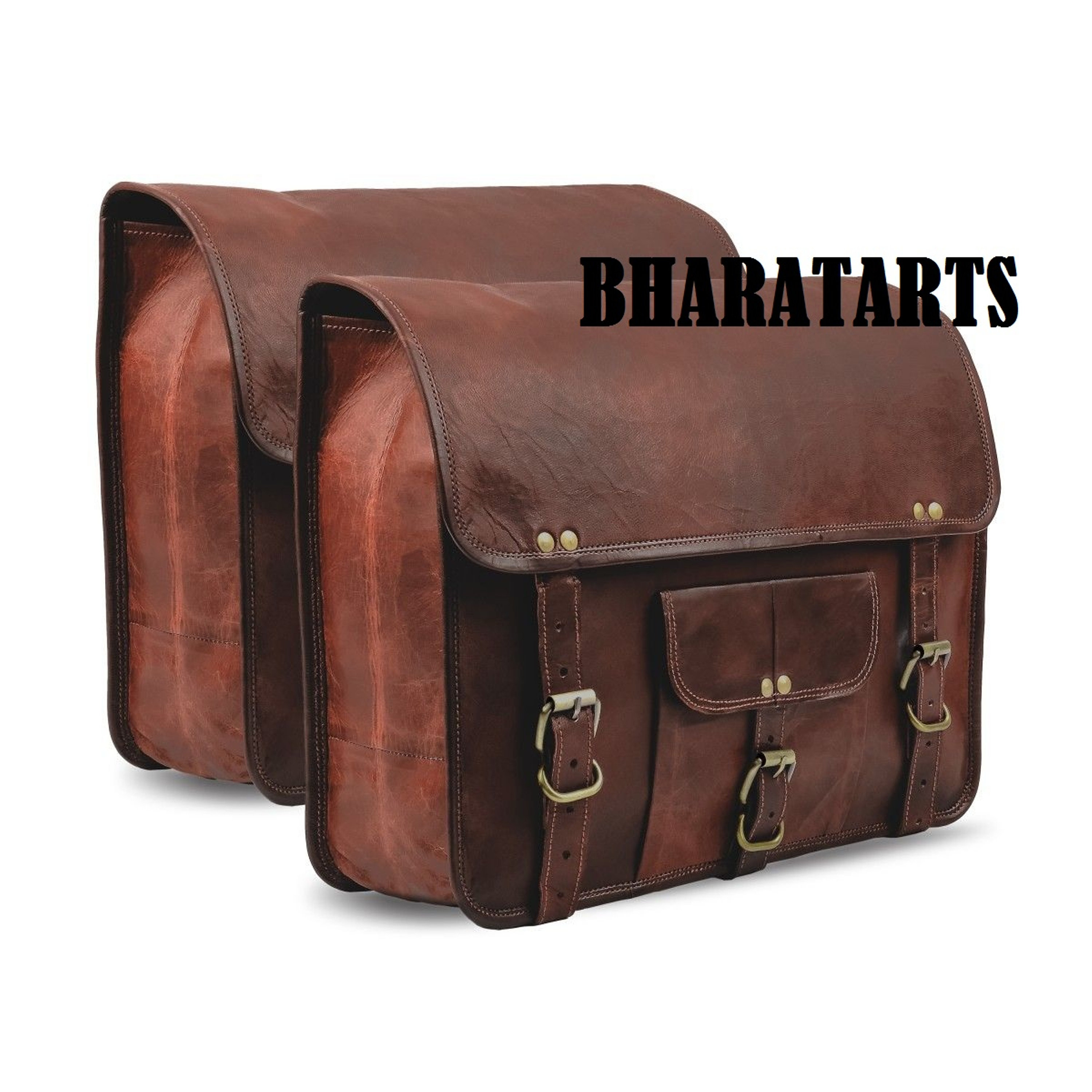 Leather Motorcycle Bags Saddle Bag Leather Bike Bag Set of 2 | Etsy