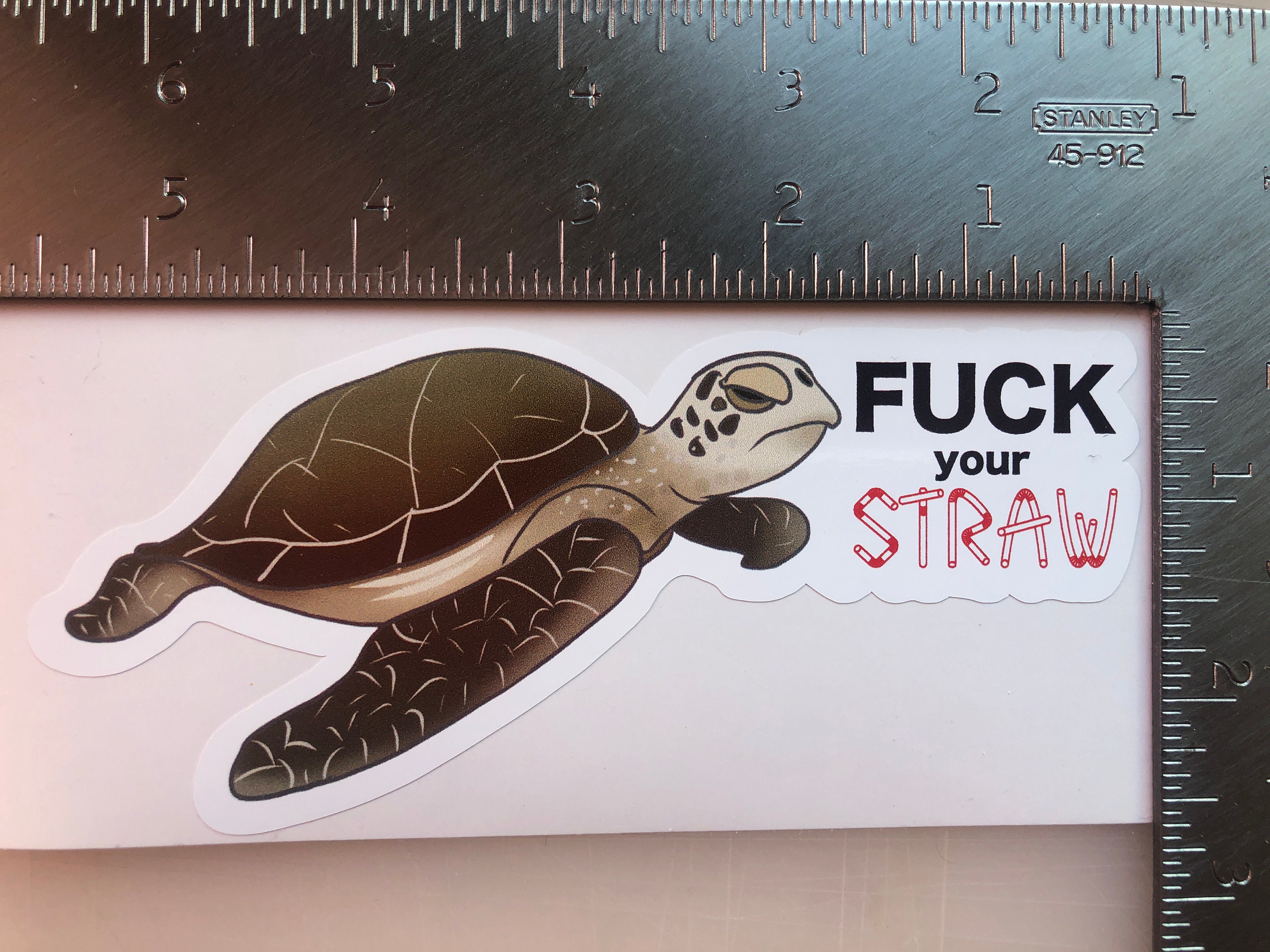 Sea Turtle Fuck Your Straw Sticker Etsy
