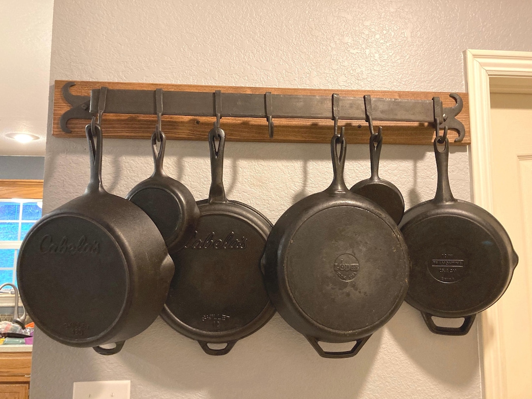Hand Forged Cast Iron Pot Skillet Rack Hanger - Etsy