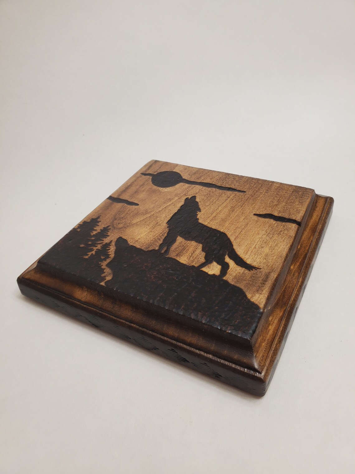 Wolf Howling at the Moon Coaster -- Wood Burning, Wilderness, Outdoors ...