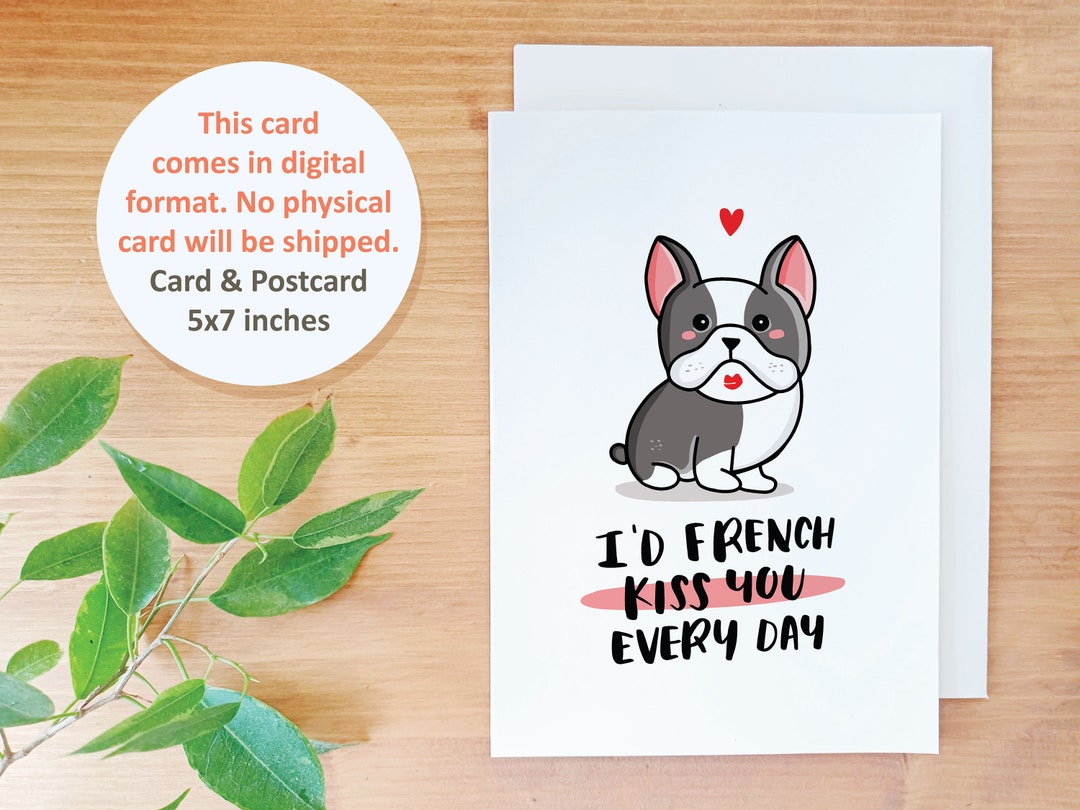 Instant Download Valentines Cute Card, Cute French Bulldog Love Card ...