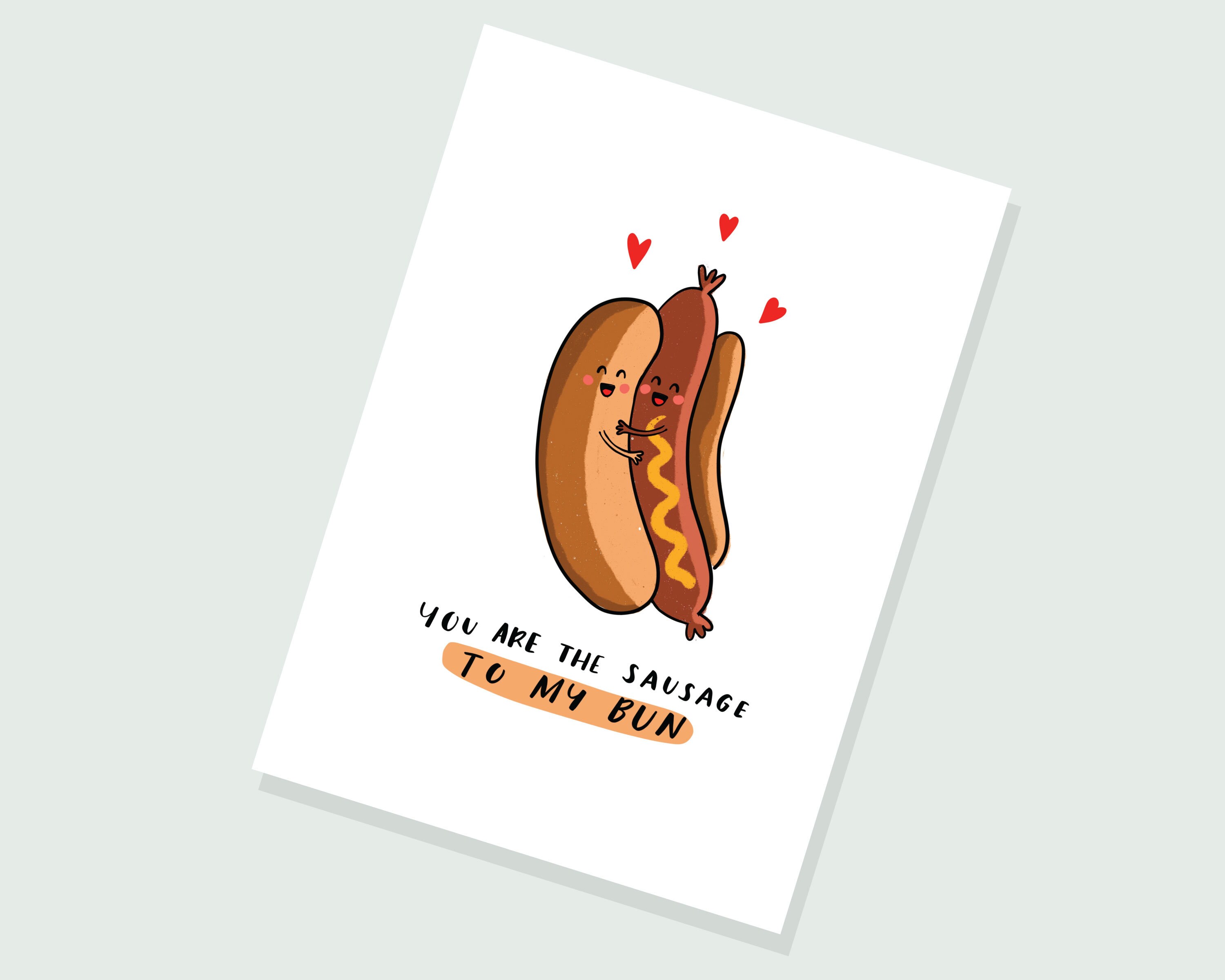 Digital File Cute Hot Dog Card, Funny Anniversary Card, Cute Love ...