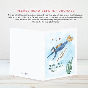 Instant Download I Love You Card, Scuba Diving Gift Card, Printable ...
