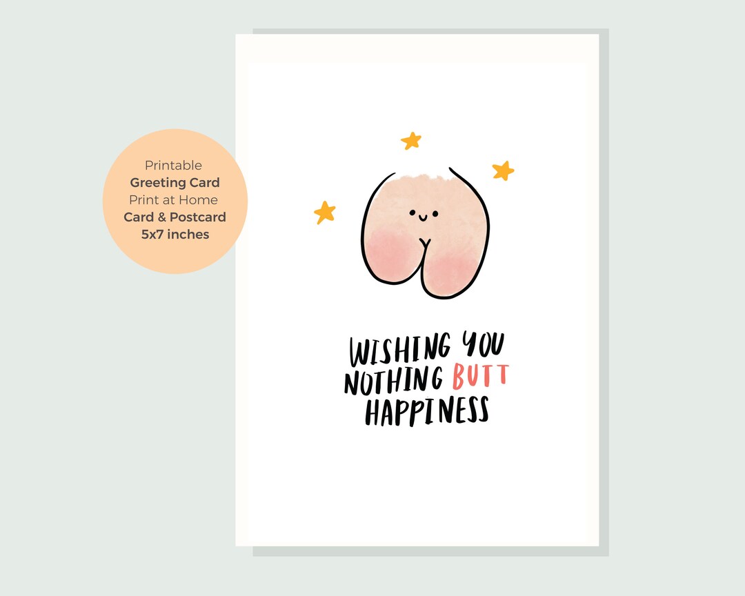 Instant Download Funny Butt Card, Cute Butt Card for Boyfriend,cute ...