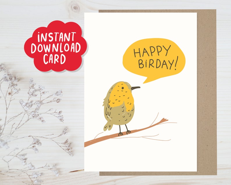 Printable Happy Birday Card | Nature Lover Birthday Card | Birds Card ...