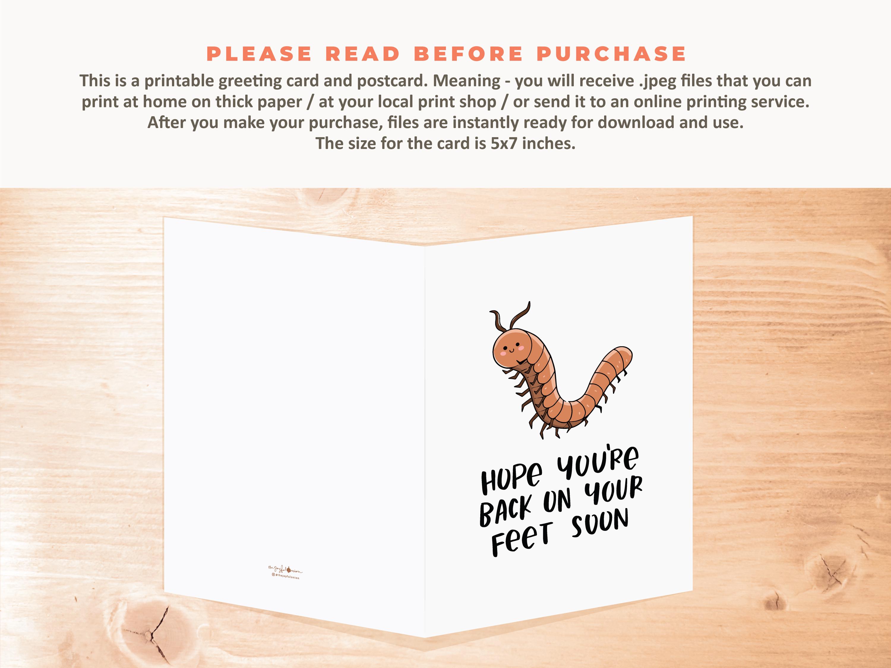 Instant Download Get Well Card, Print at Home Funny Surgery Card, Cute ...