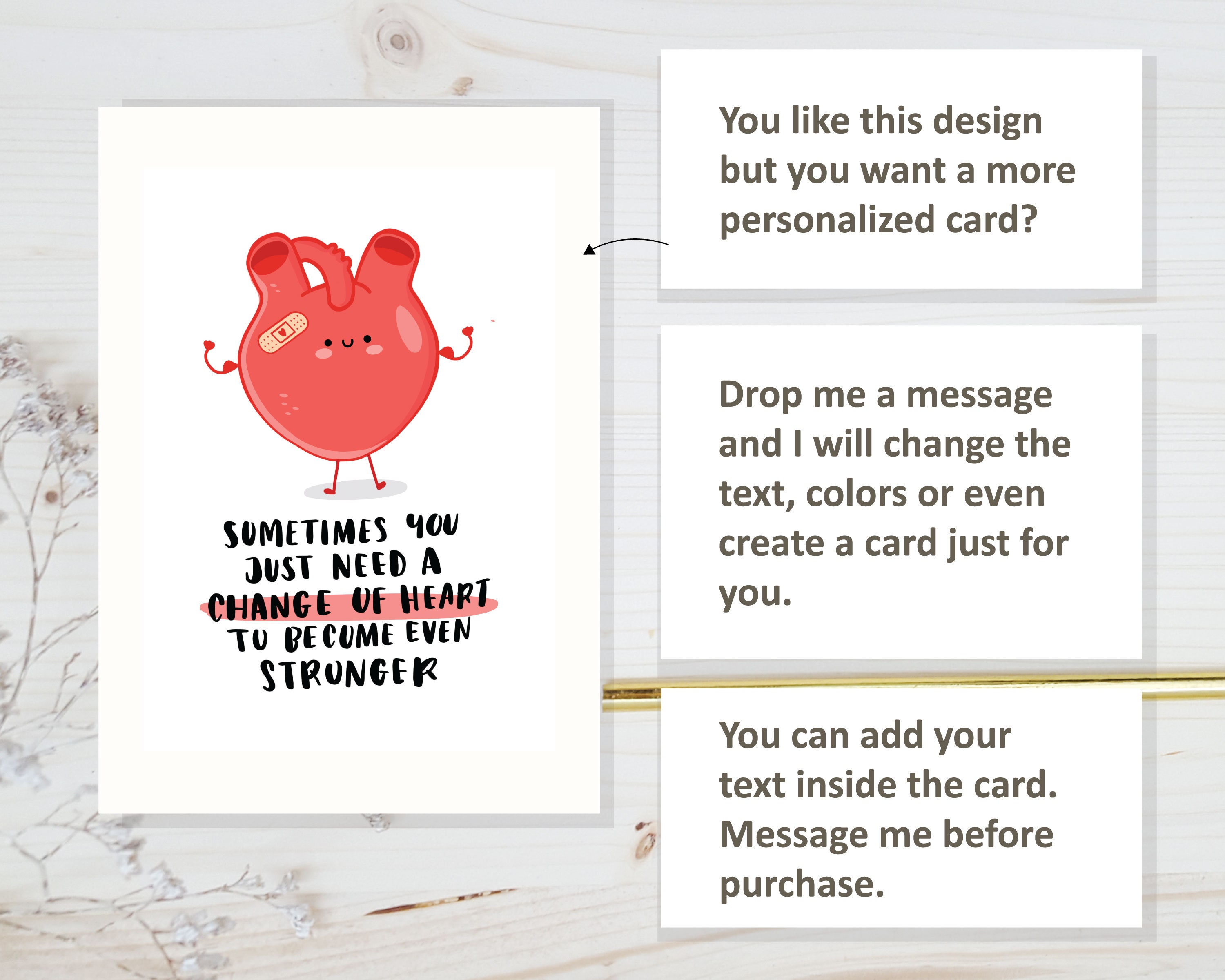 Instant Download Heart Surgery Card, Cute Heart Card, Bypass Surgery ...