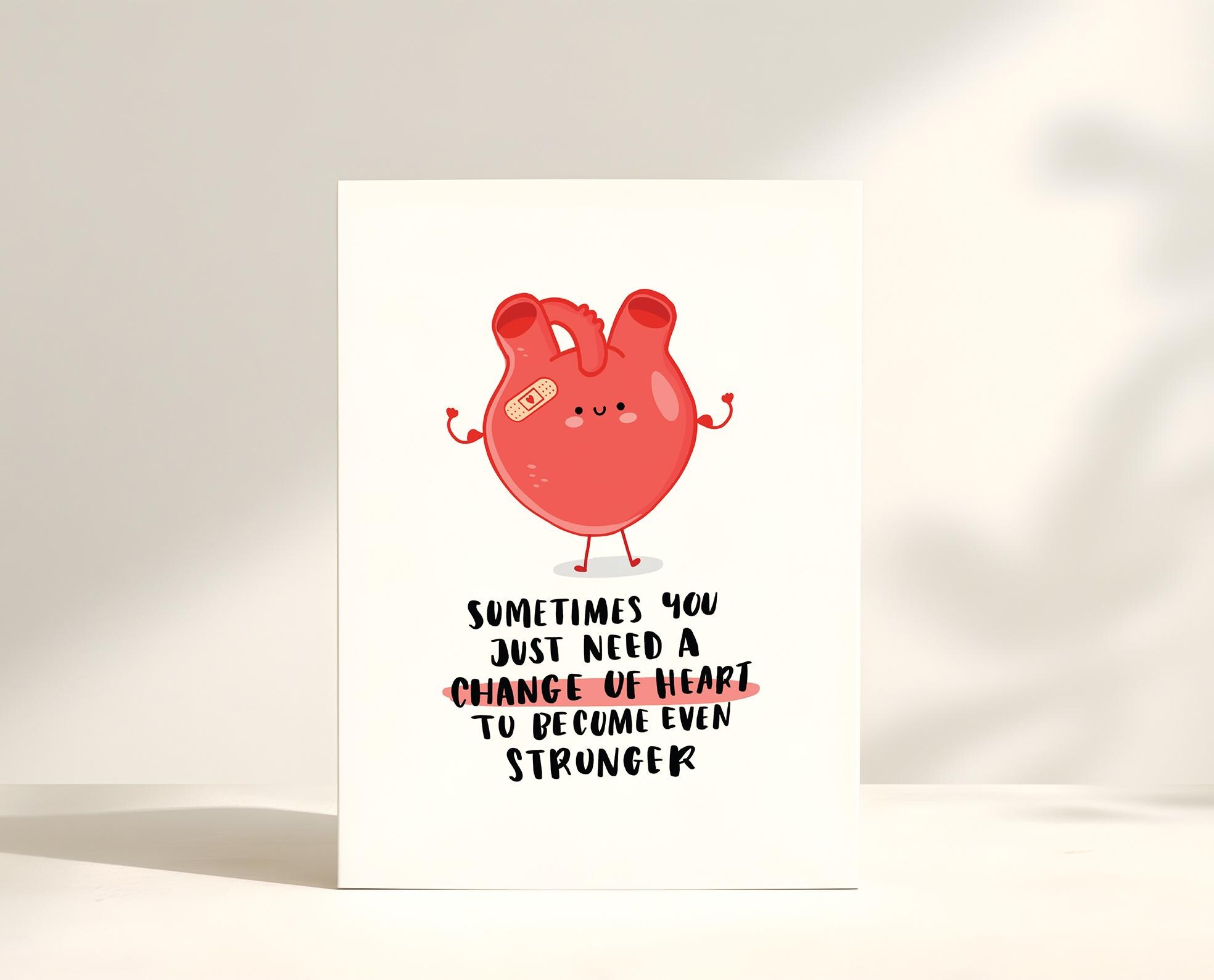 Instant Download Heart Surgery Card, Cute Heart Card, Bypass Surgery ...