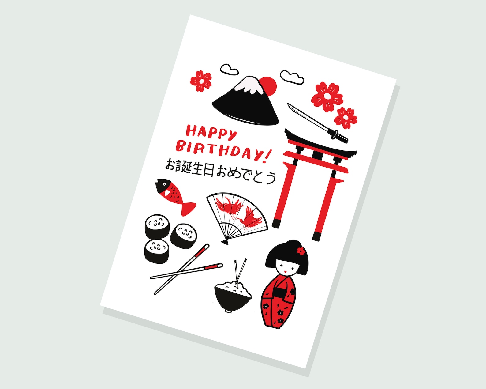 Instant Download Happy Birthday in Japanese Card, I Love Japan Birthday ...