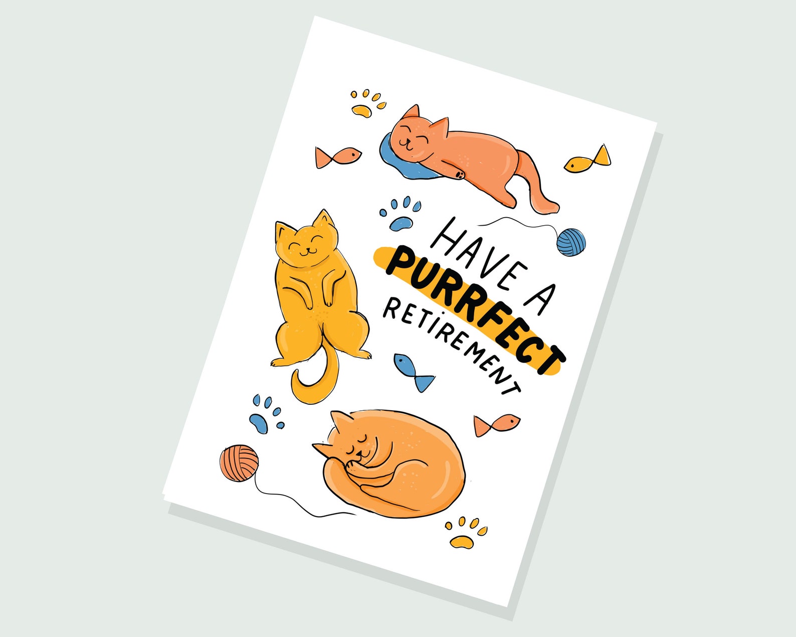 Instant Download Cats Sleeping Retirement Card, Cute Veterinarian ...
