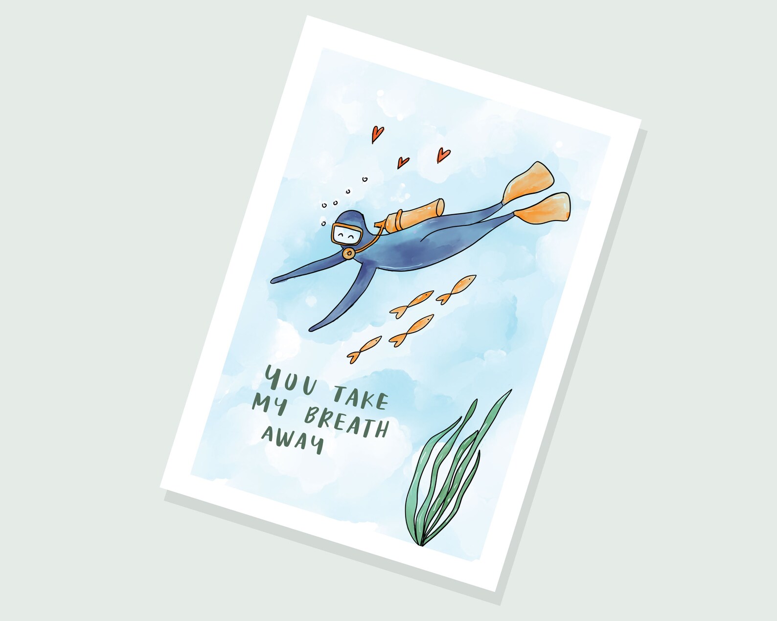 Instant Download I Love You Card, Scuba Diving Gift Card, Printable ...