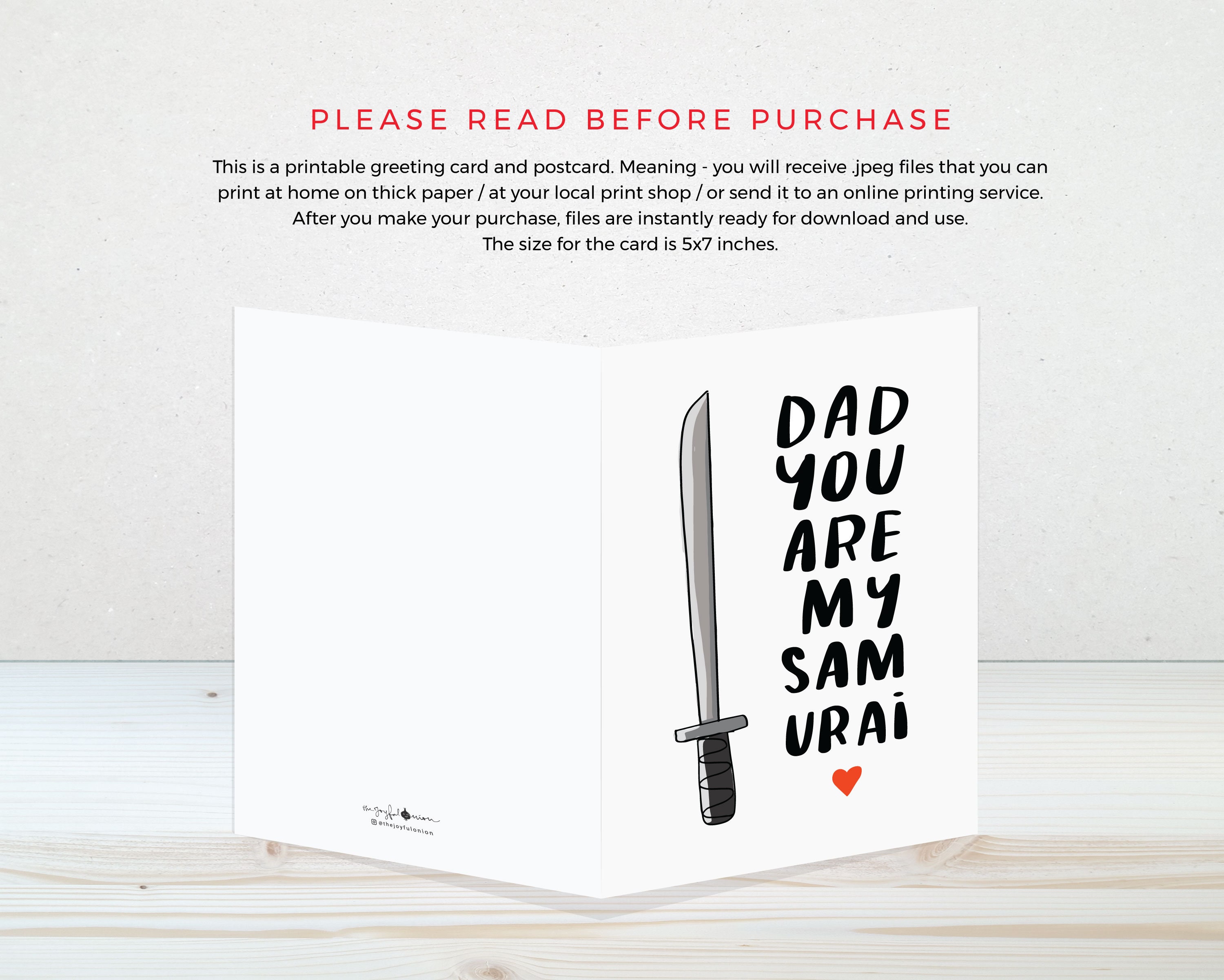 Instant Download Samurai Dad Card, Awesome Dad Birthday Card, Best Dad ...