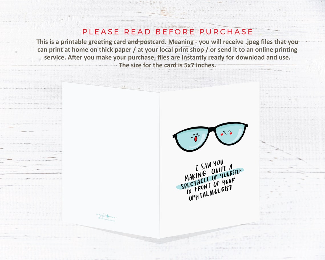 Instant Download Eye Surgery Get Well Card, Funny Cataract Printable ...