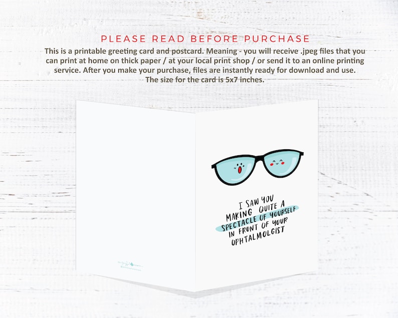 Instant Download Eye Surgery Get Well Card, Funny Cataract Printable ...