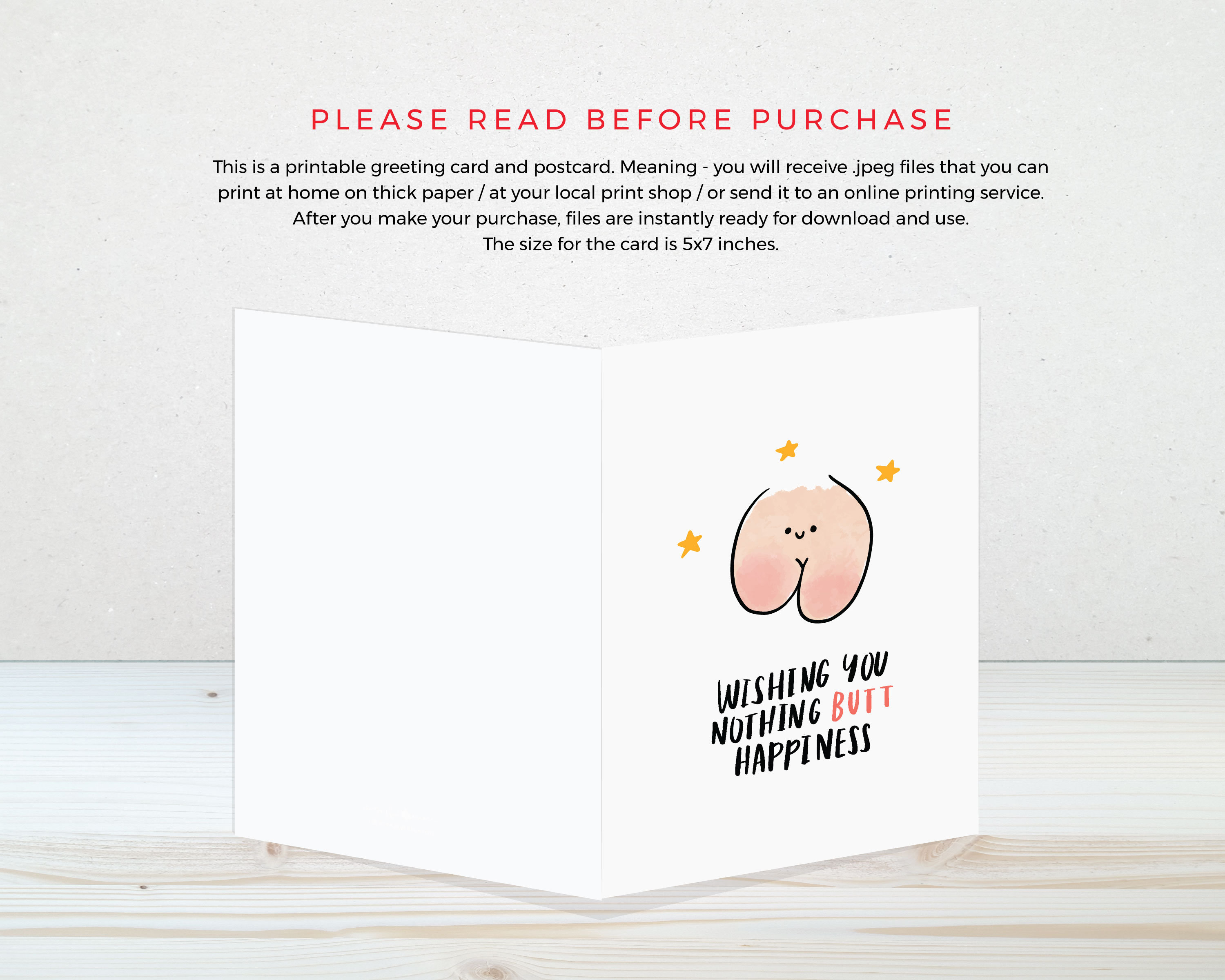 Instant Download Funny Butt Card, Cute Butt Card for Boyfriend,cute ...