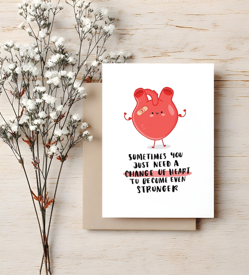 Instant Download Heart Surgery Card, Cute Heart Card, Bypass Surgery ...