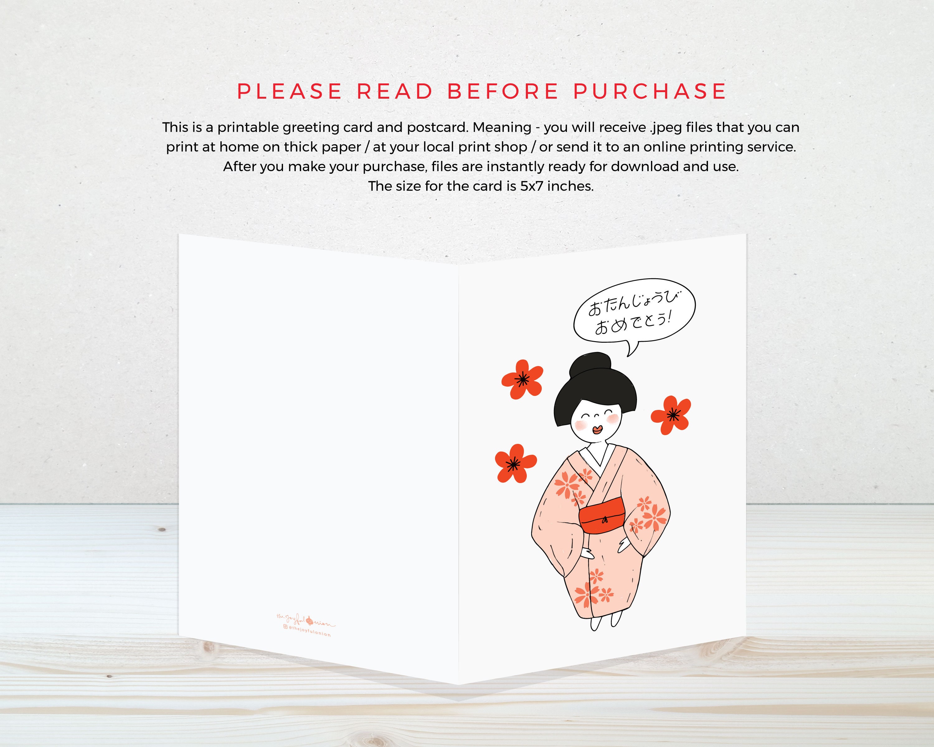Instant Download Geisha Birthday Card, Kawaii Geisha Birthday Card ...