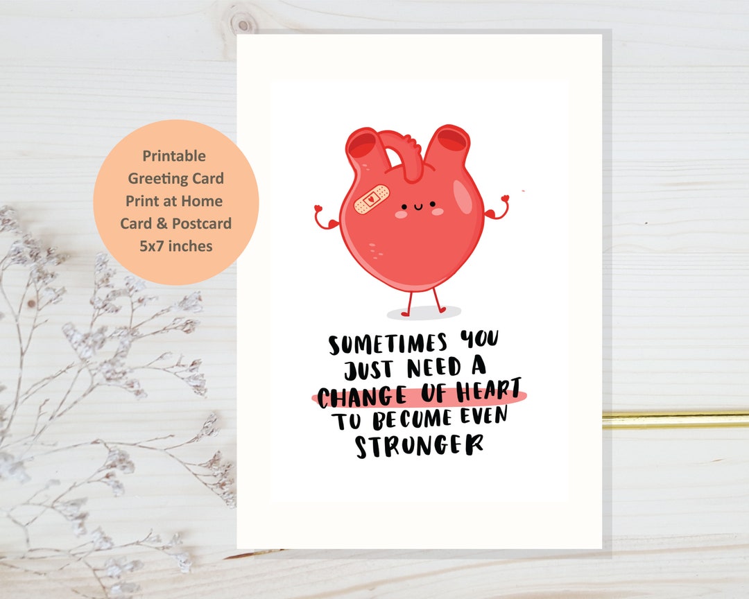Instant Download Heart Surgery Card, Cute Heart Card, Bypass Surgery ...