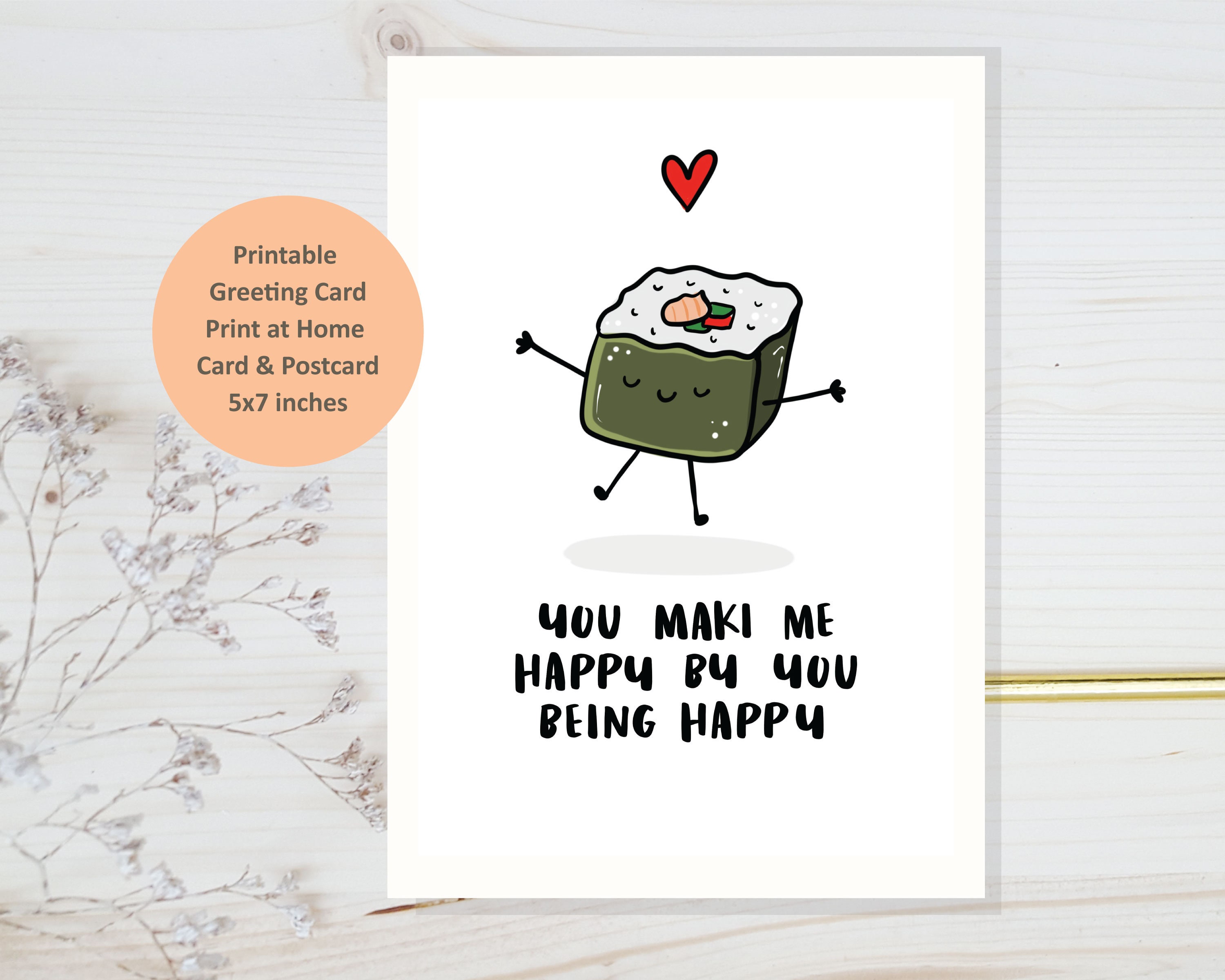 Instant Download Cute Sushi Birthday Card, Daughter Mom Birthday Card ...