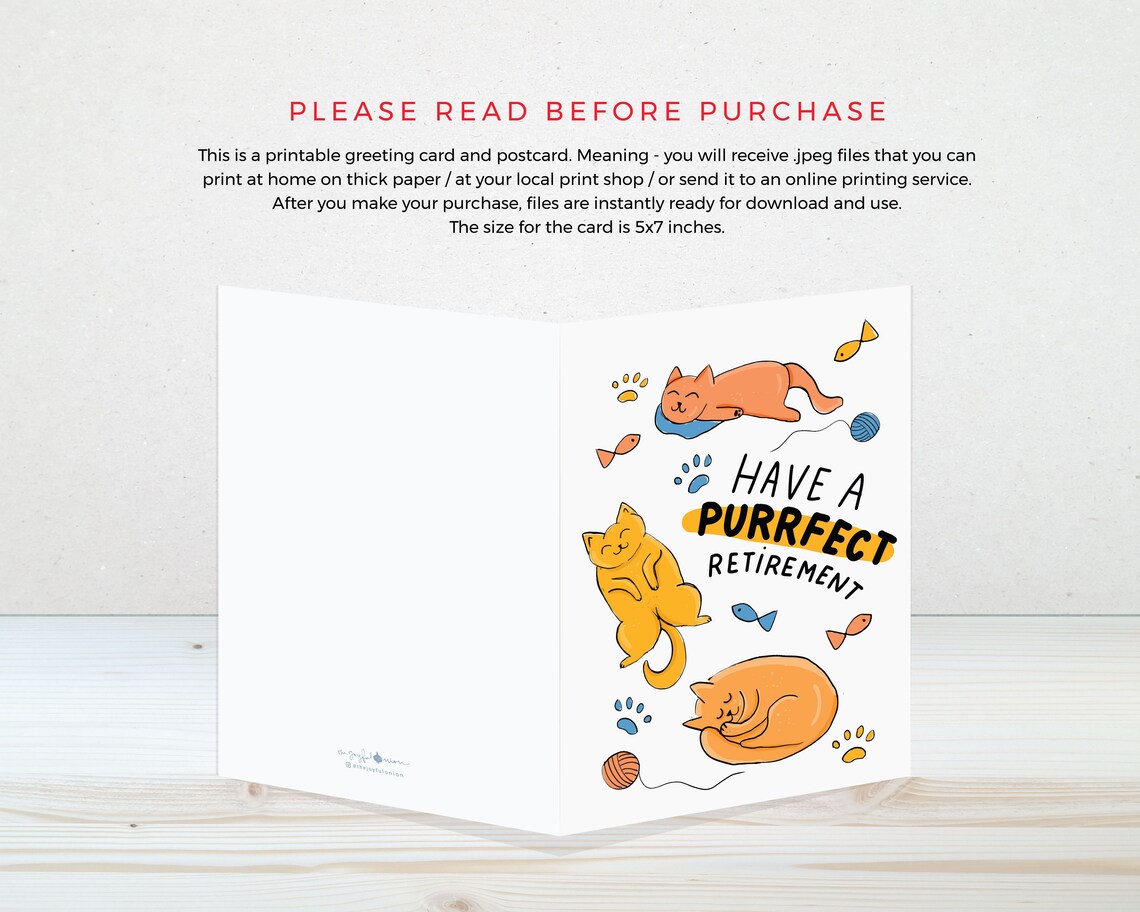 Instant Download Cats Sleeping Retirement Card, Cute Veterinarian ...