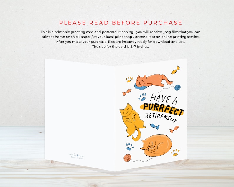 Instant Download Cats Sleeping Retirement Card, Cute Veterinarian ...