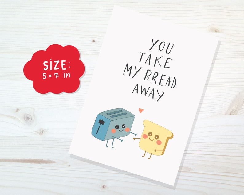 Instant Download Toast Bread Card, Cute Kawaii Toaster and Bread Card ...