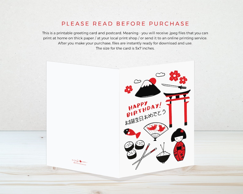 Instant Download Happy Birthday in Japanese Card, I Love Japan Birthday ...