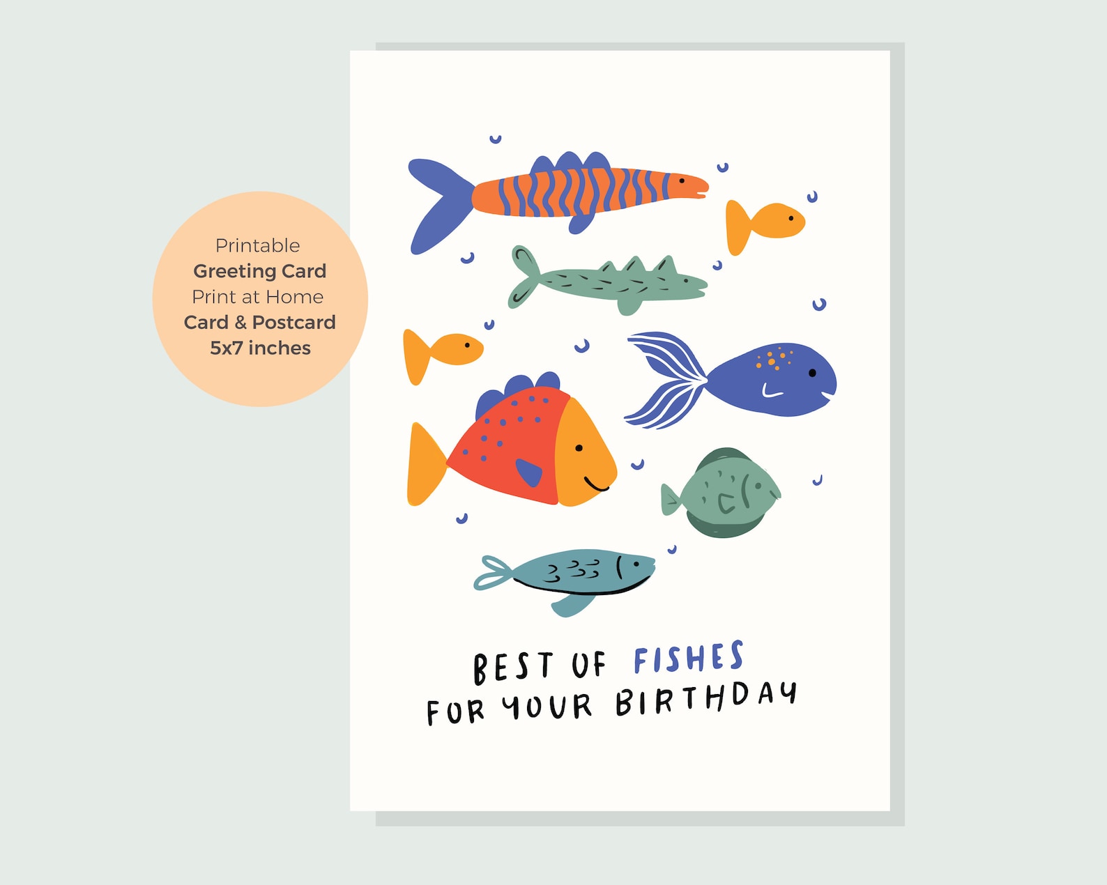 Funny Fish Birthday Card, Cute Fisherman Gift (digital Download) - Etsy