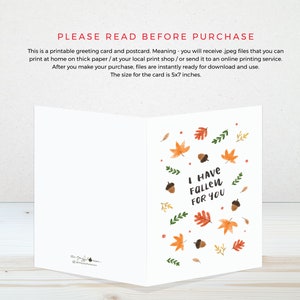 Instant Download I Love You Printable Card, I Have Fallen for You Cute ...