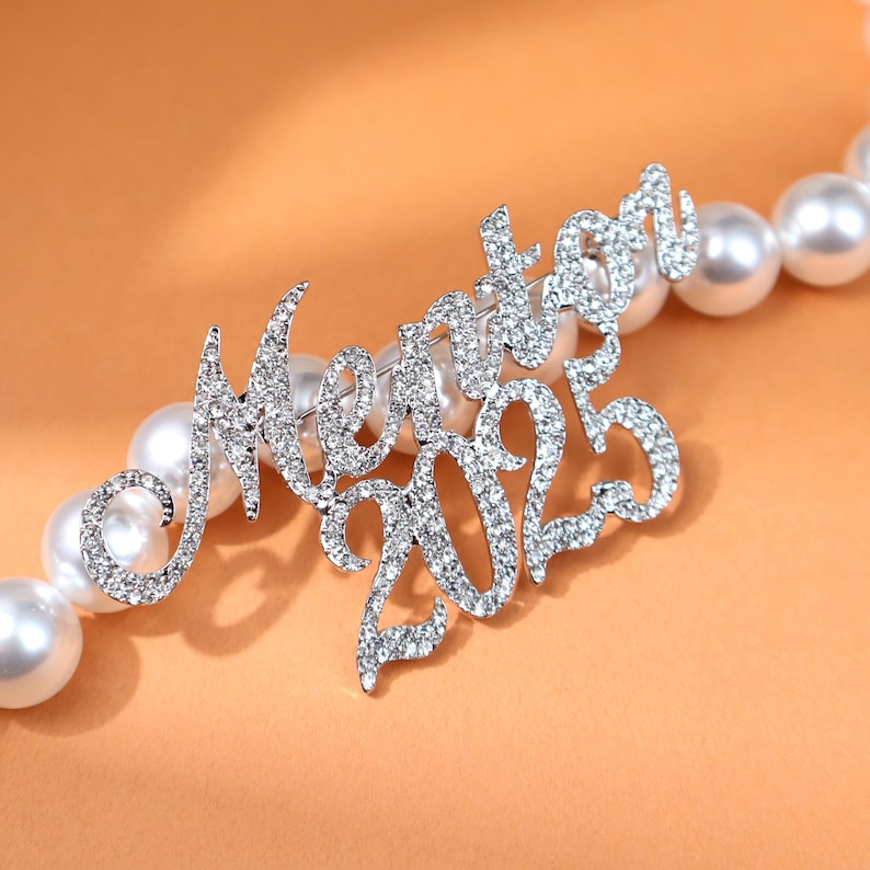 Custom Rhinstone Name Brooch, Initial Letters Lapel Pins, Monogram ...