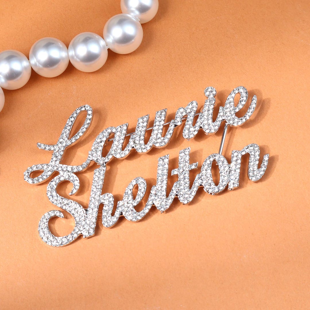 Custom Rhinstone Name Brooch, Initial Letters Lapel Pins, Monogram ...