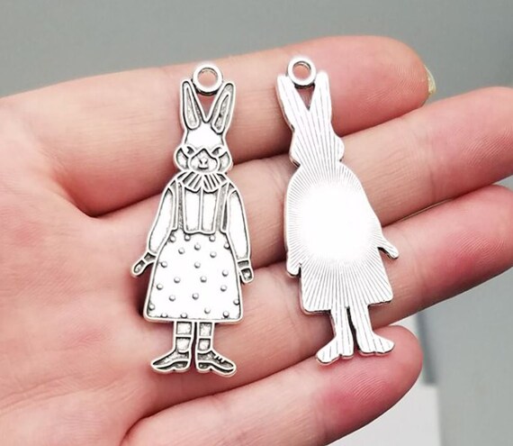 10pcs/lot Rabbit charms Antique Silver Color Plated Pendants | Etsy